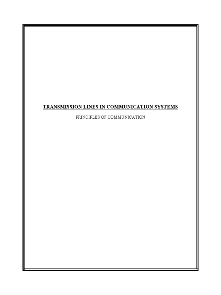 Transmission Lines in Communication Systems | PDF | Transmission Line ...