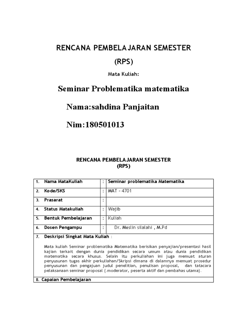 RPS Seminar Problematika Matematika | PDF