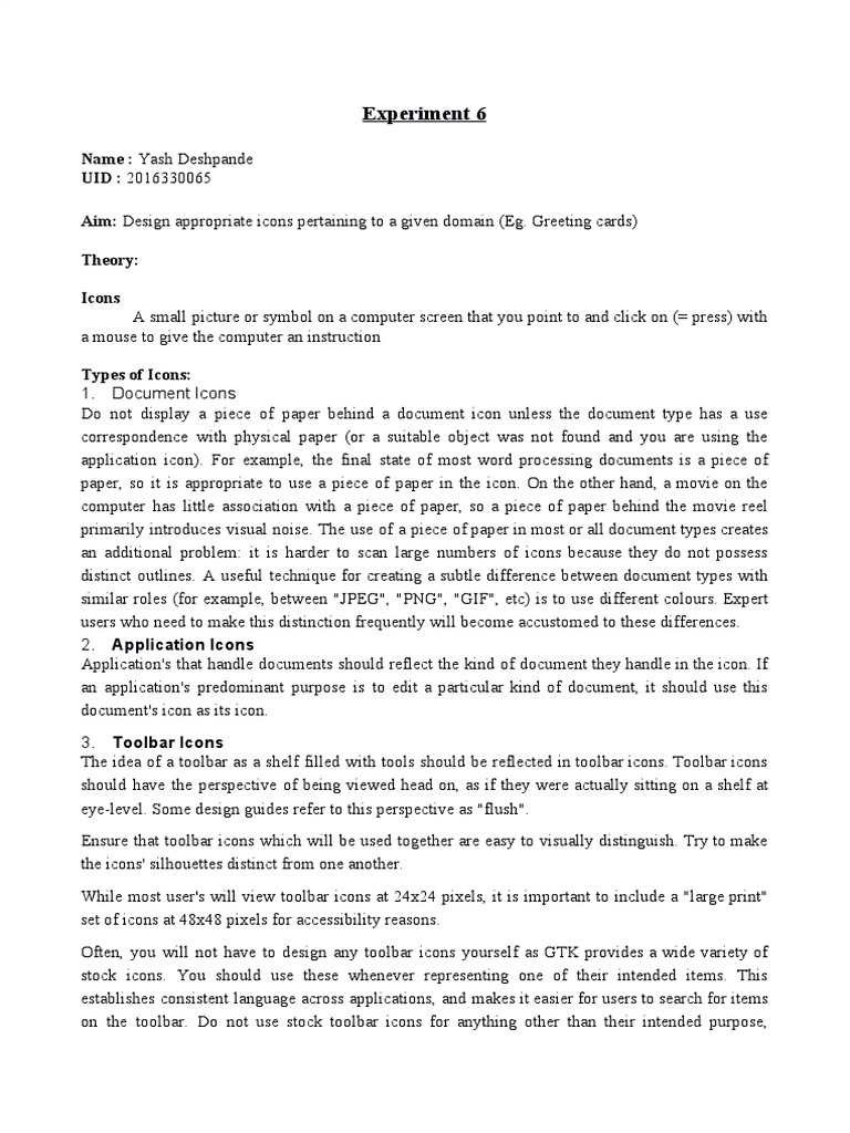 Experiment 6: Name: Uid: Aim: Theory: Icons | PDF | Icon (Computing ...