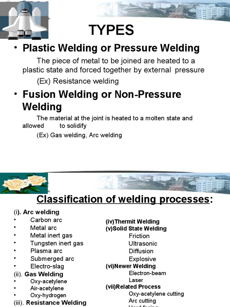 Types: - Plastic Welding or Pressure Welding | PDF | Construction | Welding