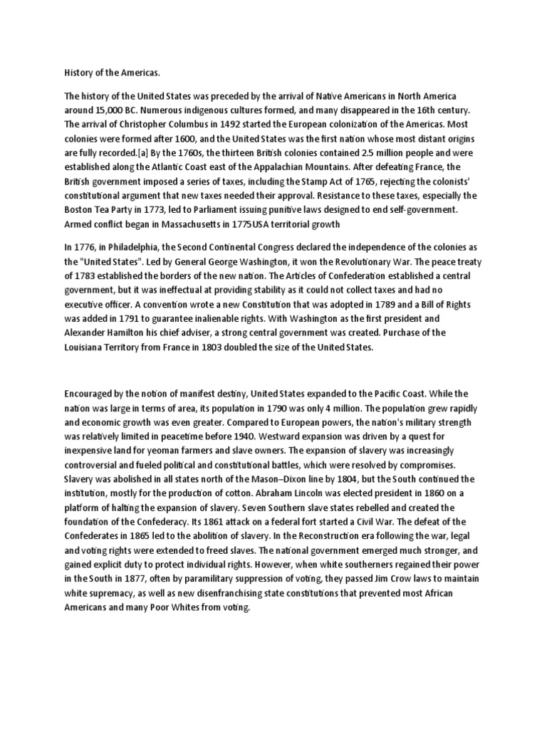 United States History Overview | PDF | The United States | Southern ...