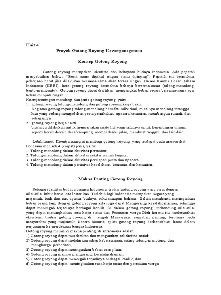 Unit 4.docx Gotong Royong | PDF | Kesehatan Holistik