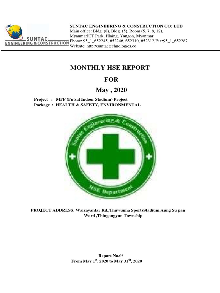Monthly HSE Activities Report For May - 05 | PDF | Safety