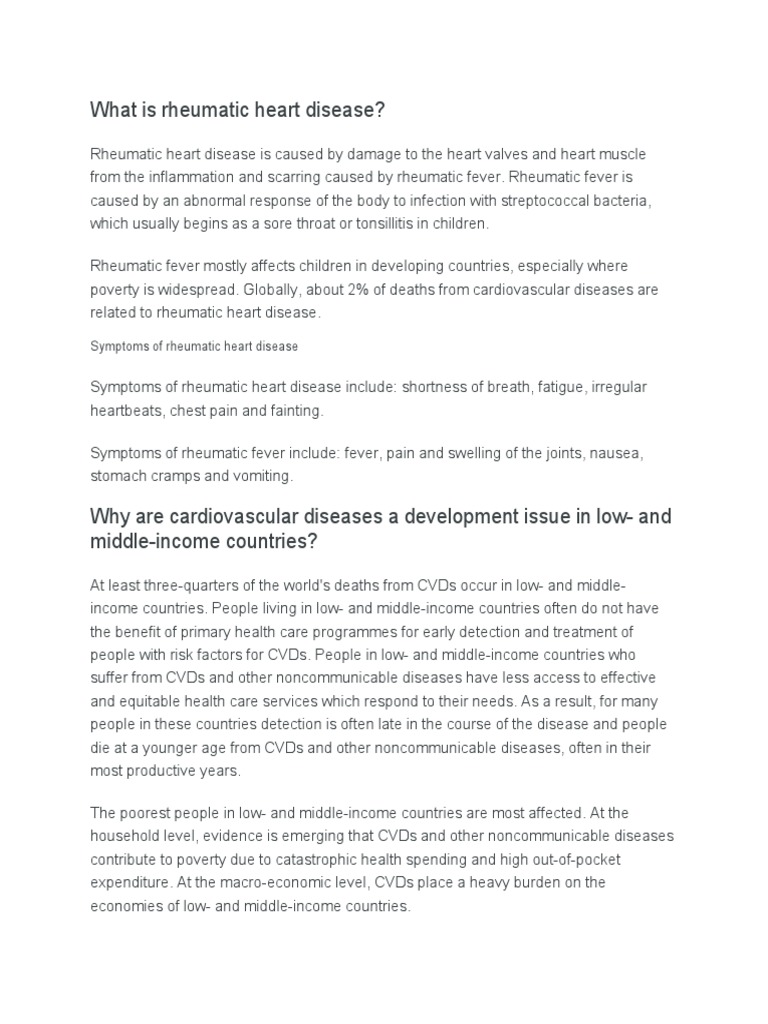 What Is Rheumatic Heart Disease Pdf Cardiovascular Diseases