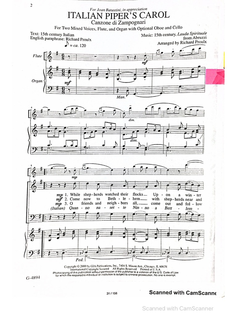 Italian Piper's Carol | PDF