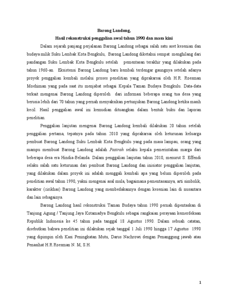 Barong Landong 1990-2010 Deskripsi | PDF