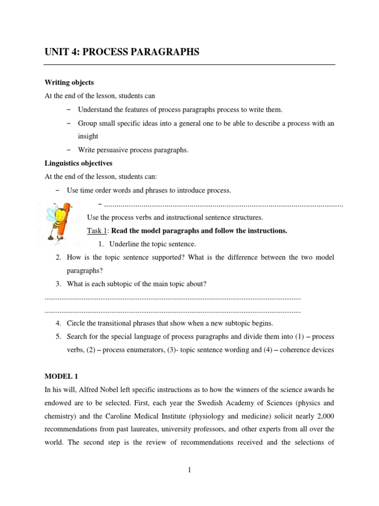Unit 4: Process Paragraphs: Writing Objects | PDF | Sleep | Narrative