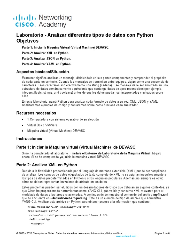 3.6.6 Lab - Parse Different Data Types With Python | PDF | Xml | Python (lenguaje de programación)