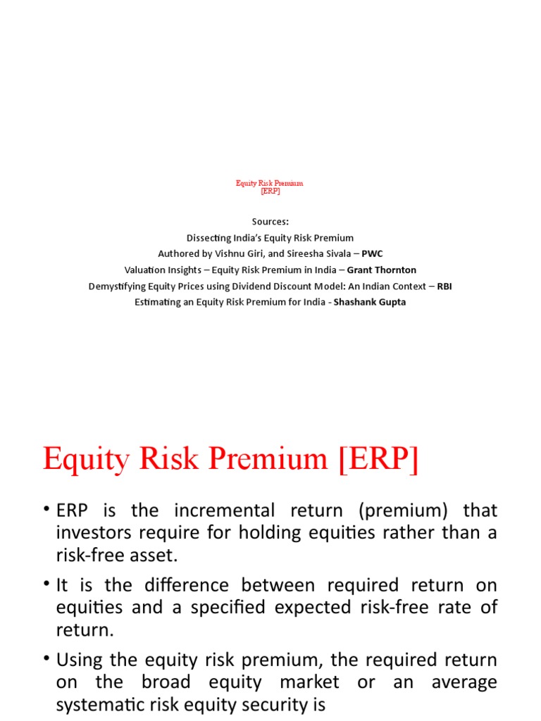 Equity Risk Premium (ERP) Updated | PDF | Risk Premium | Yield (Finance) Equity Risk Premium (ERP) Updated | PDF | Risk Premium | Yield (Finance)