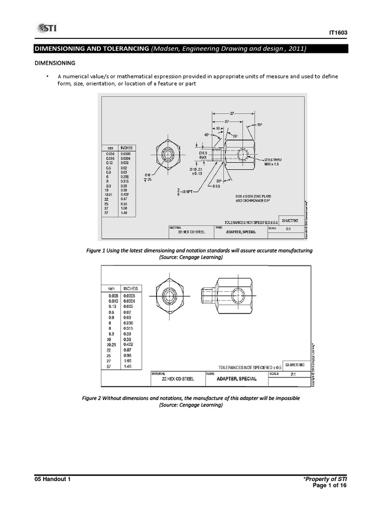 DIMENSIONING AND TOLERANCING (Madsen, Engineering Drawing and Design ...