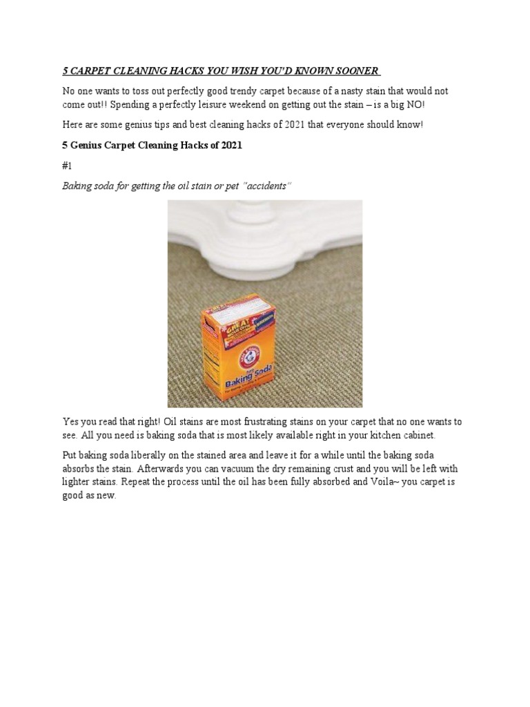 5 Carpet Cleaning Hacks You Wish You'D Known Sooner | Download Free PDF ...
