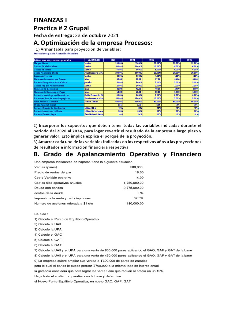 Practica 2 Planeacion Financiera | PDF | Apalancamiento (Finanzas) | Business
