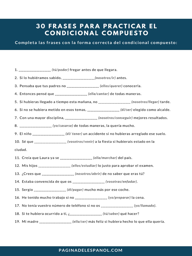 30 Frases para Practicar El Condicional Compuesto | PDF
