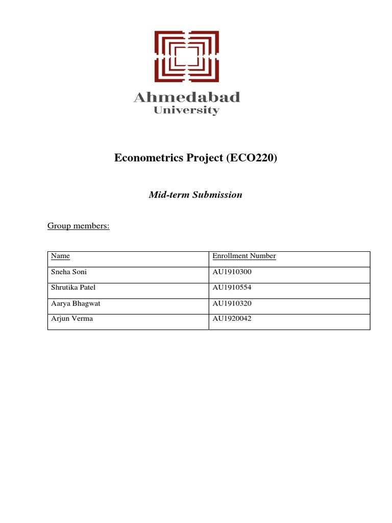 Econometrics Midterm Submission - Group 8 | PDF | Econometrics | Regression Analysis