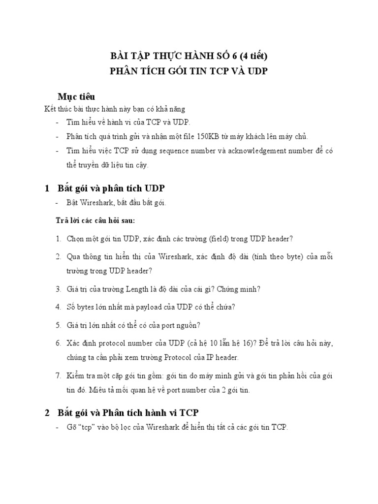 Lab 6 Packet Analysis | PDF