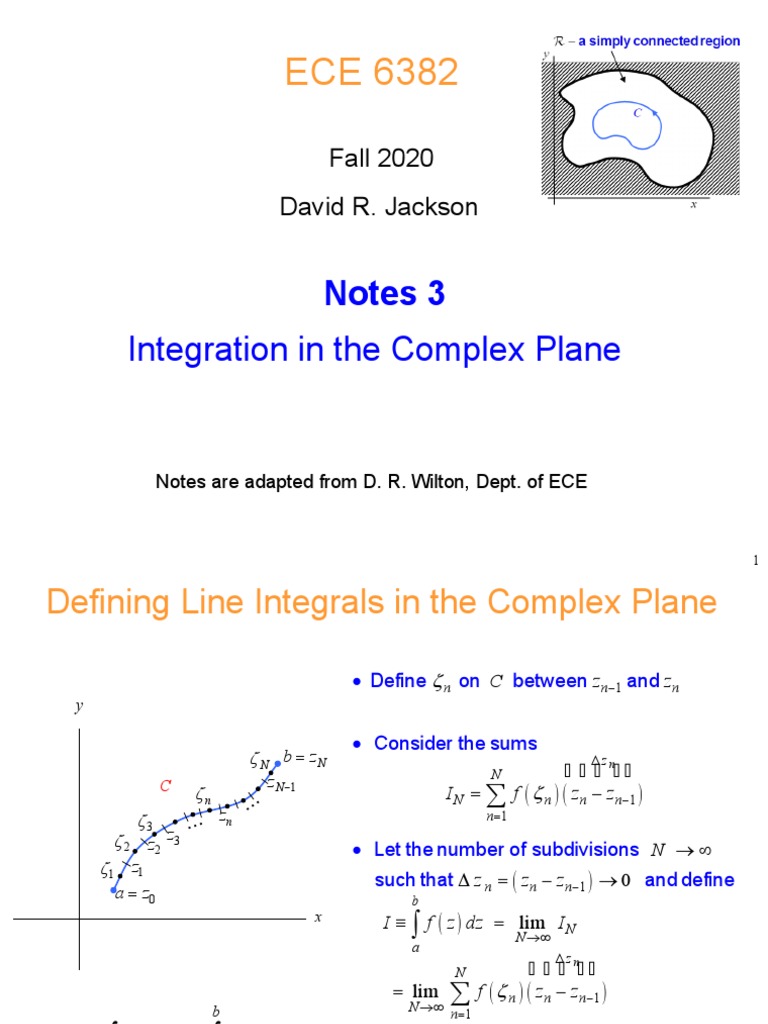 Notes 3 6382 Complex Integration | PDF | Integral | Analytic Function