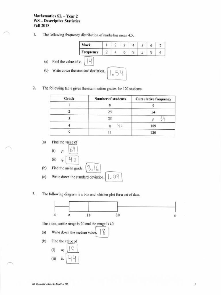 Ws - Ib Questions For Descriptive Statistics | PDF