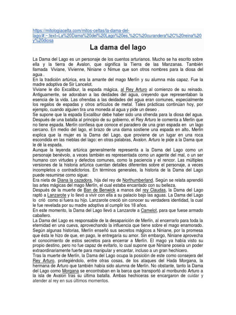 La Dama Del Lago | PDF | Folclore anglo-normando | Leyenda Artúrica