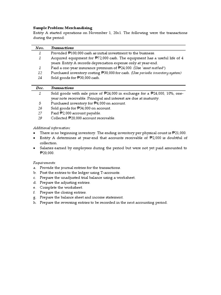 Sample Problem Merchandising | PDF