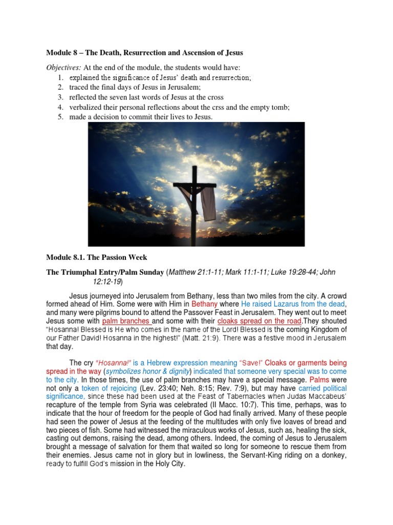 Module 8 - Death, Resurrection & Ascension of Jesus | Download Free PDF ...