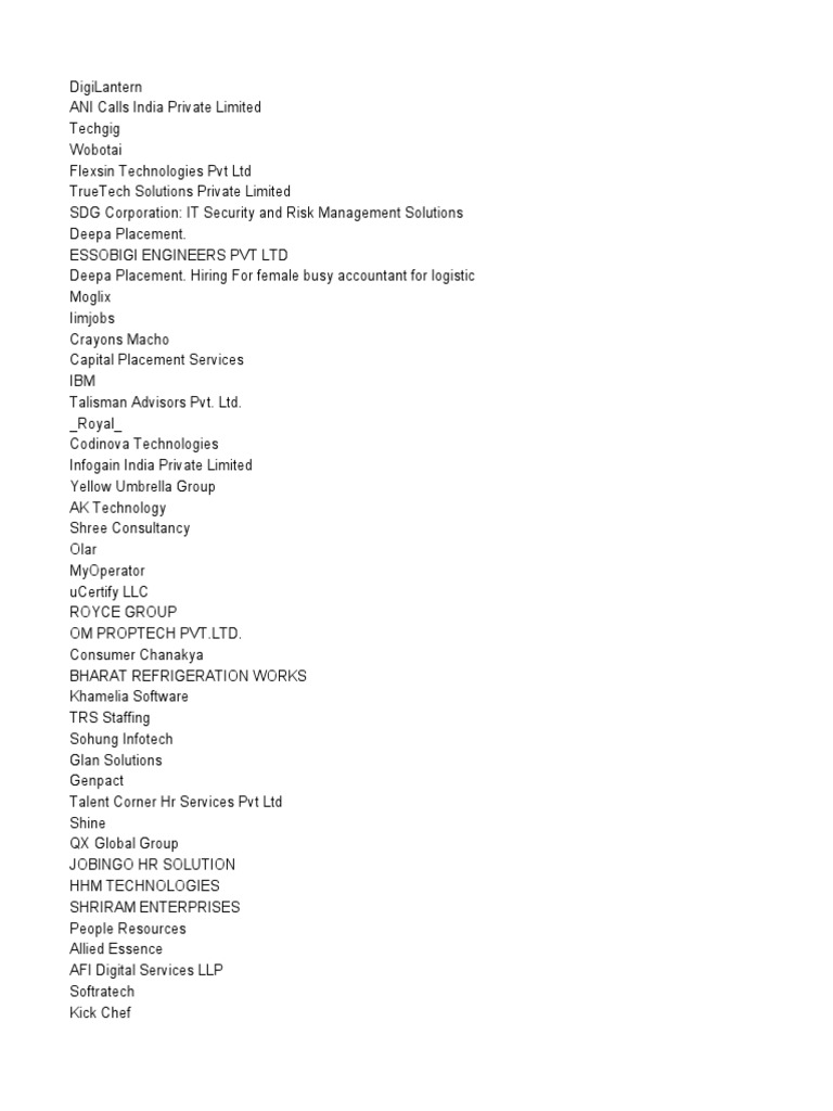 30august Company Name Ms Excel | PDF | Business | Companies