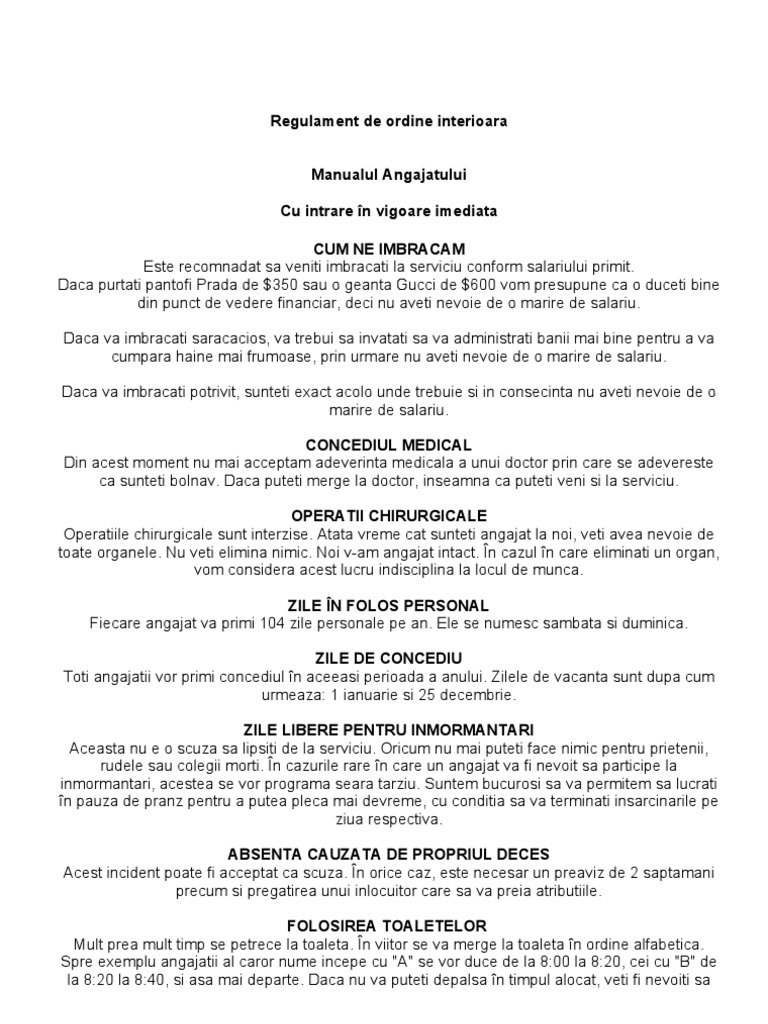 Regulament de Ordine Interioara