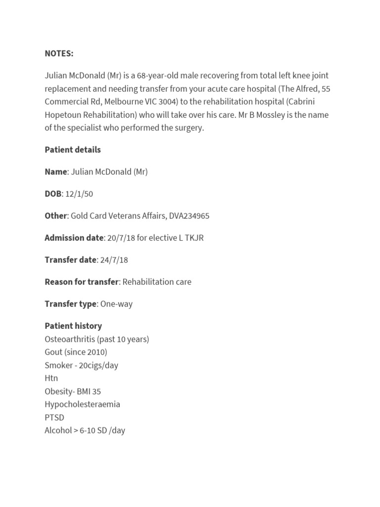 Transfer Letter | PDF | Physical Therapy | Medical Specialties