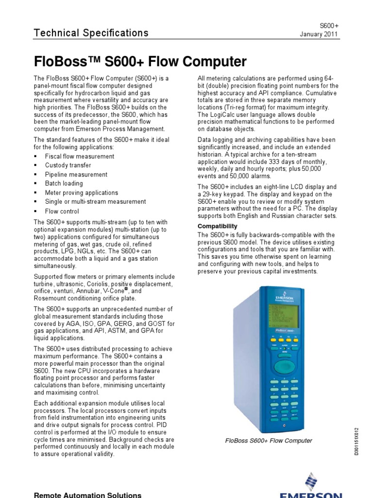 FloBoss S600+ | PDF | Analog To Digital Converter | Input/Output