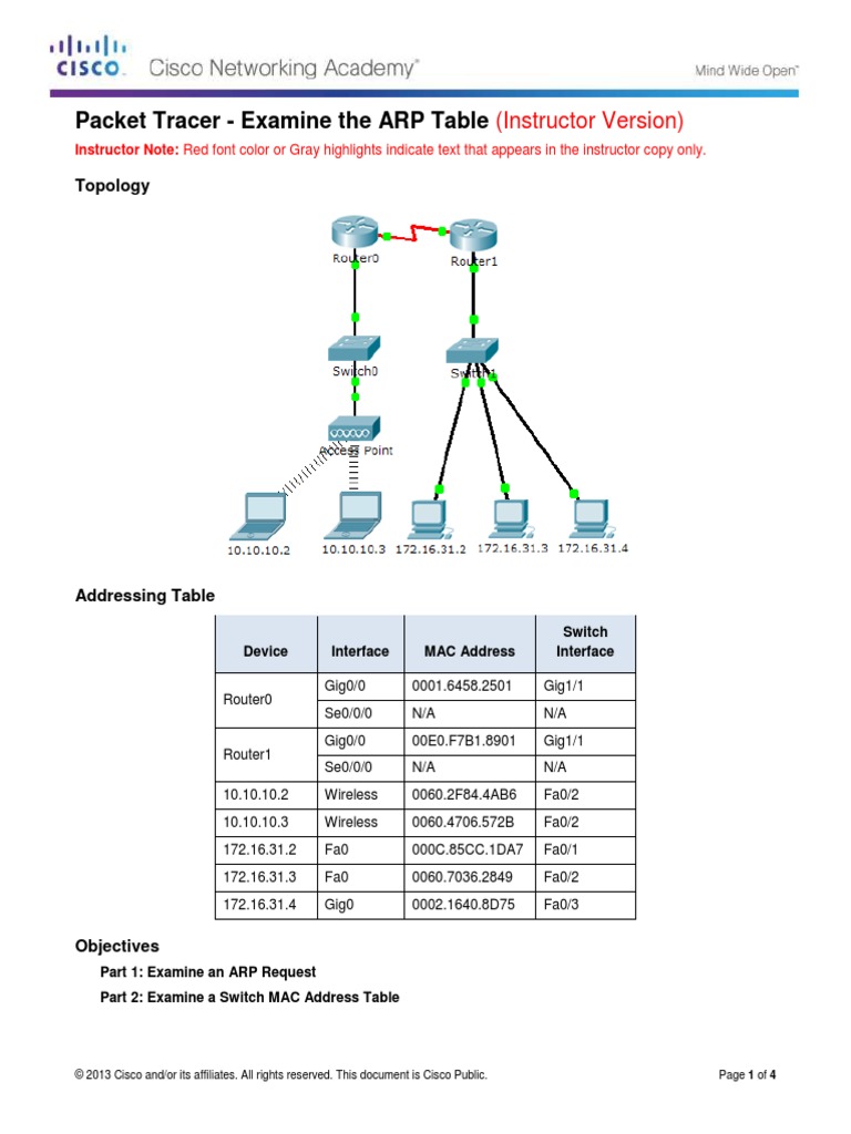 5217 Packet Tracer Examine The Arp Table Instructions Ig Compress | PDF | Router (Computing ...