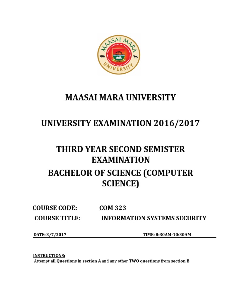 Maasai Mara University University Examination 2016/2017 Third Year Second Semister Examination ...