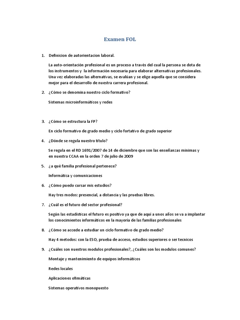 Examen Presencial Fol | PDF