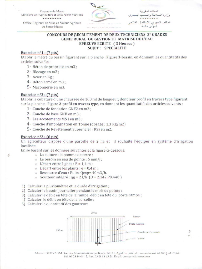 Exemplaire Des Concours ORMVA | PDF