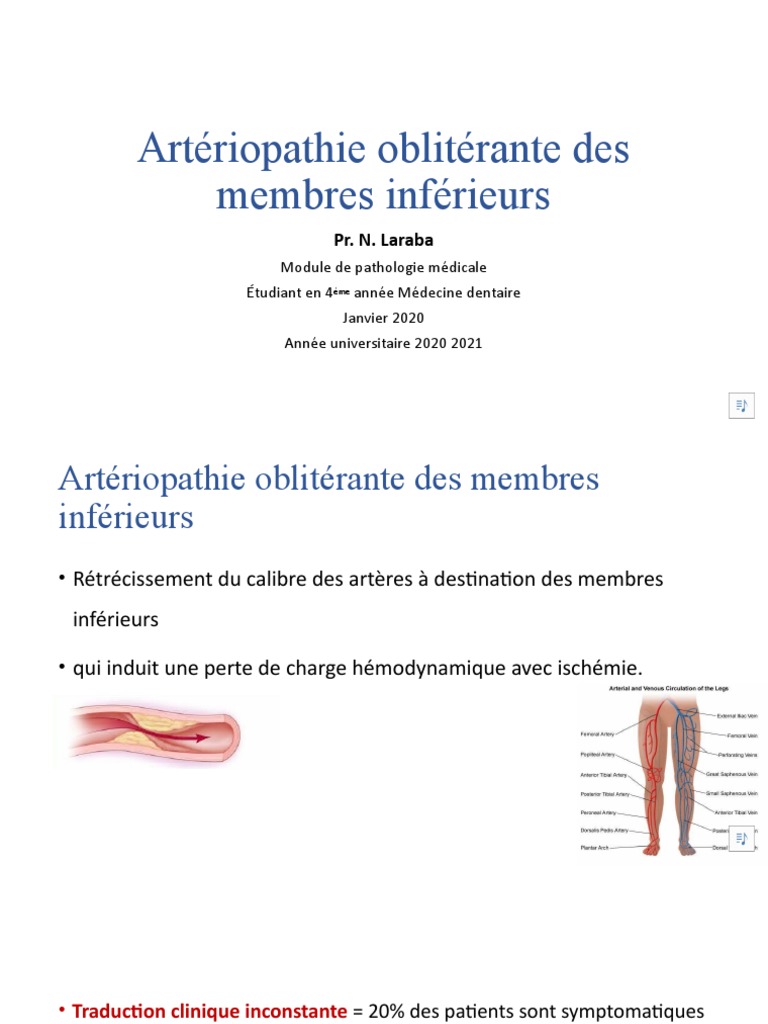 Pathologie Vasculaire Artériopathie Oblitérante Des Membres Inférieurs ...