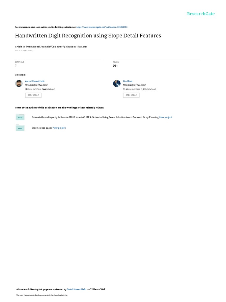 Handwritten Digit Recognition Using Slope Detail Features: International Journal of Computer ...