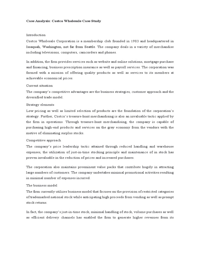Case Analysis Cotsco | PDF | Retail | Costco