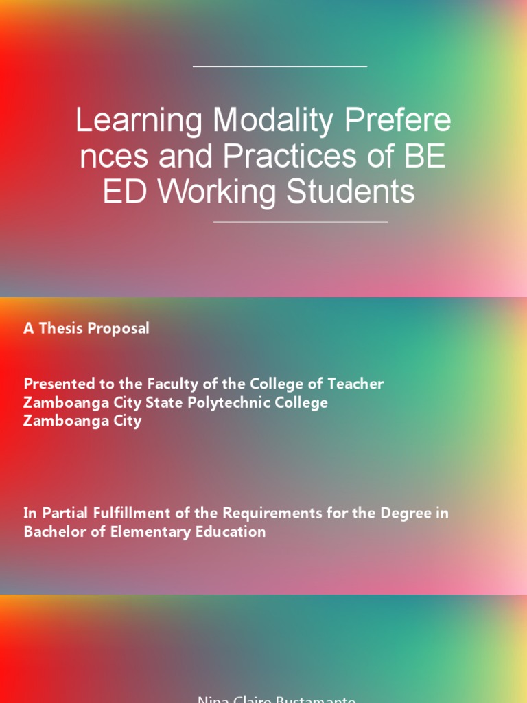 Preferences and Practices: A Study on the Learning Modalities Preferred ...