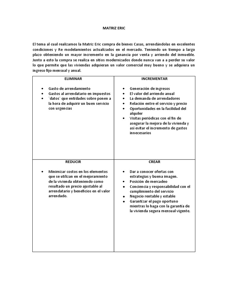 Matriz Eric | PDF | Precios | Marketing
