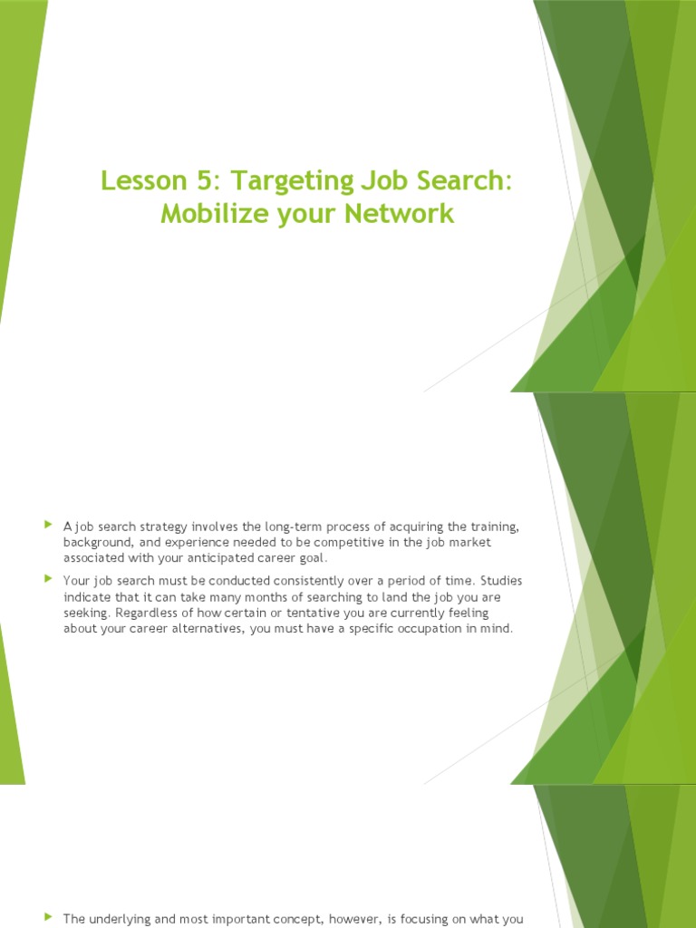 Lesson 5: Targeting Job Search: Mobilize Your Network | PDF ...