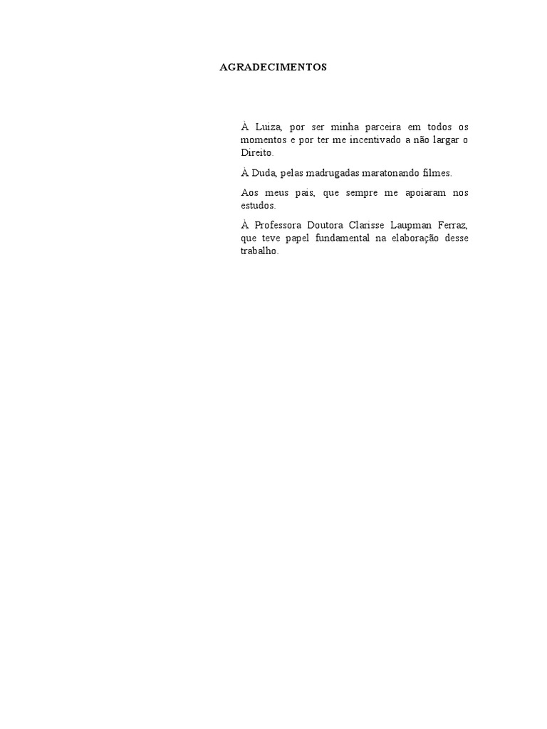 Agradecimentos e Dedicatória TCC | PDF