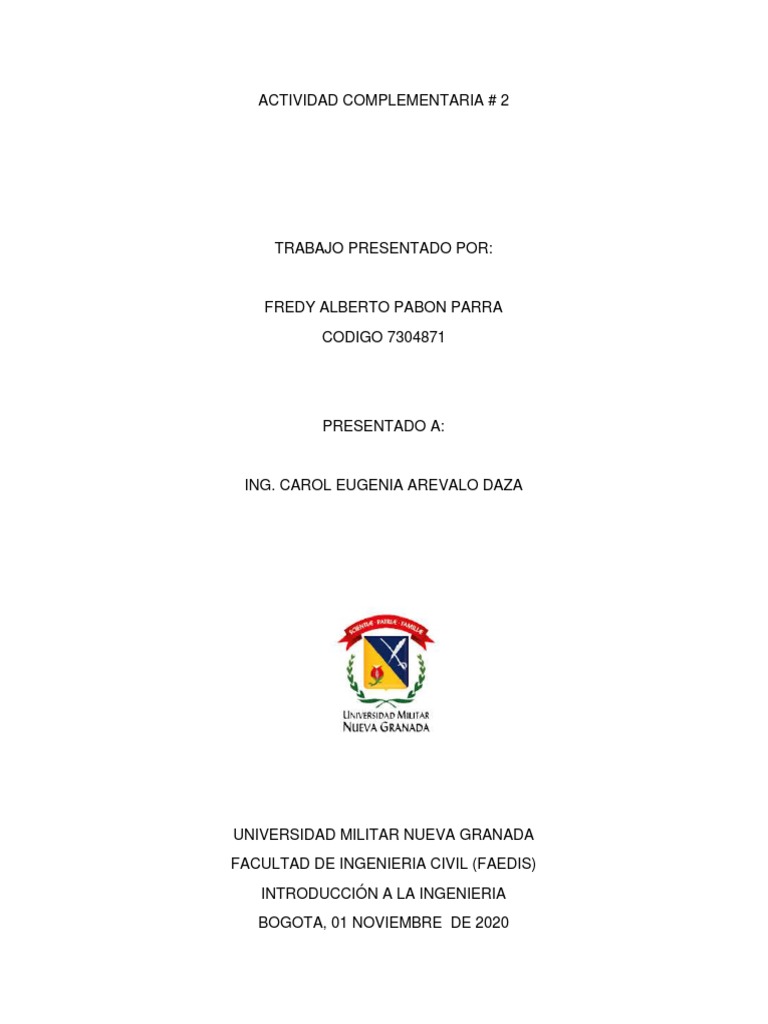 ACTIVIDAD COMPLEMENTARIA No. 2 FREDY PABON | PDF | Ingeniería ...