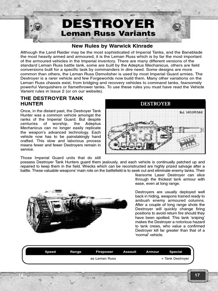 Vehicle Variants - Destroyer Leman Russ | PDF | Tanks | Infantry