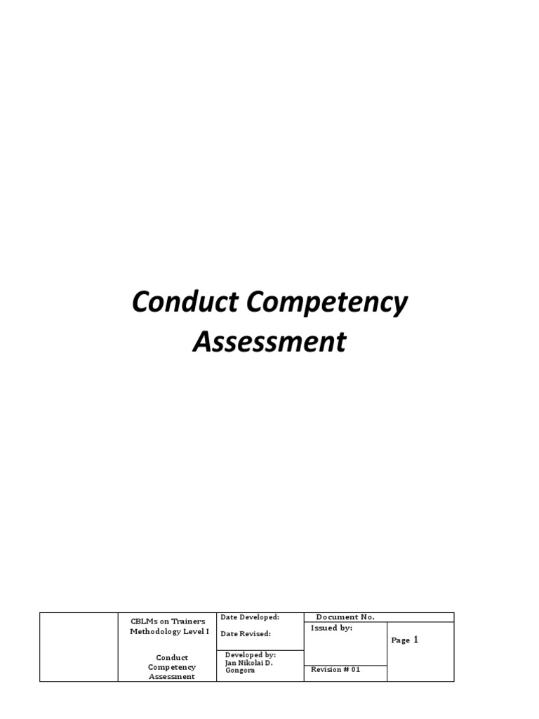 Conduct Competency Assessment | Download Free PDF | Educational ...