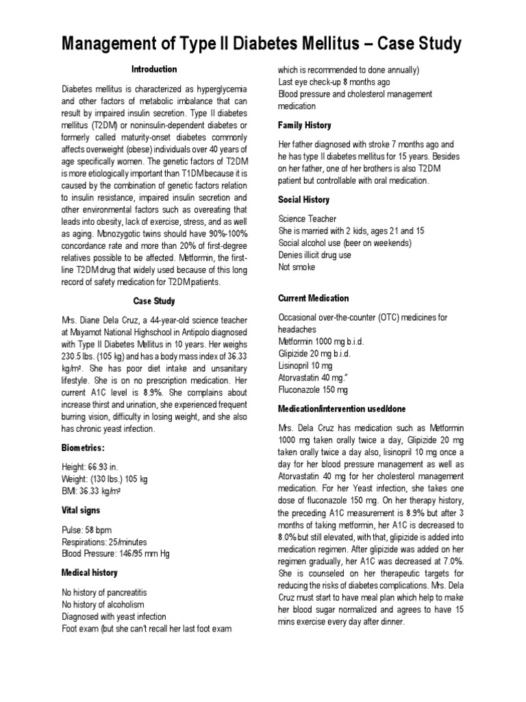Case Study - T2DM | PDF | Diabetes | Diseases And Disorders