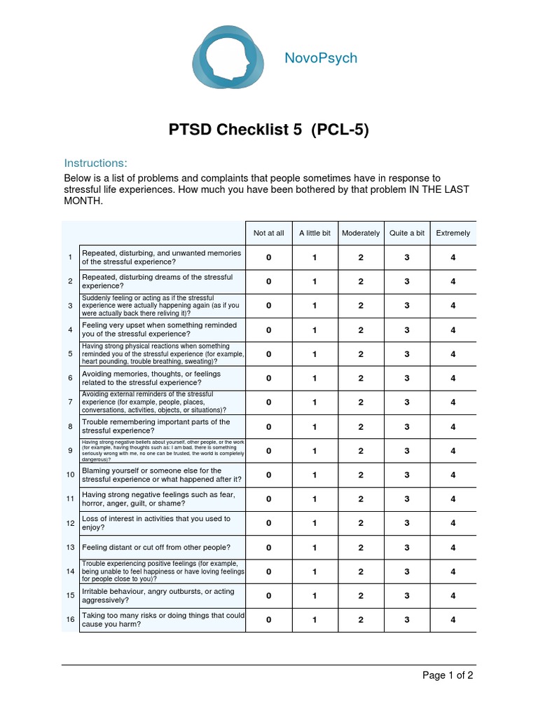 pcl-5 PDF | PDF | Feeling | Abnormal Psychology