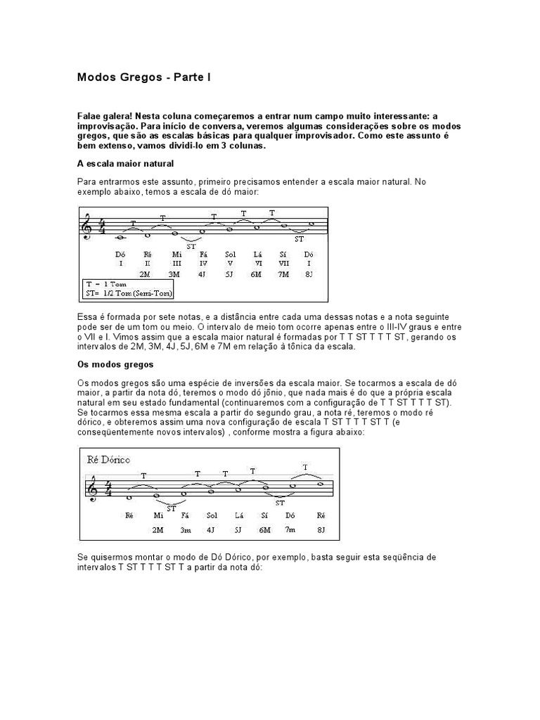 Modos Gregos | PDF | Acorde (música) | Escala (música)