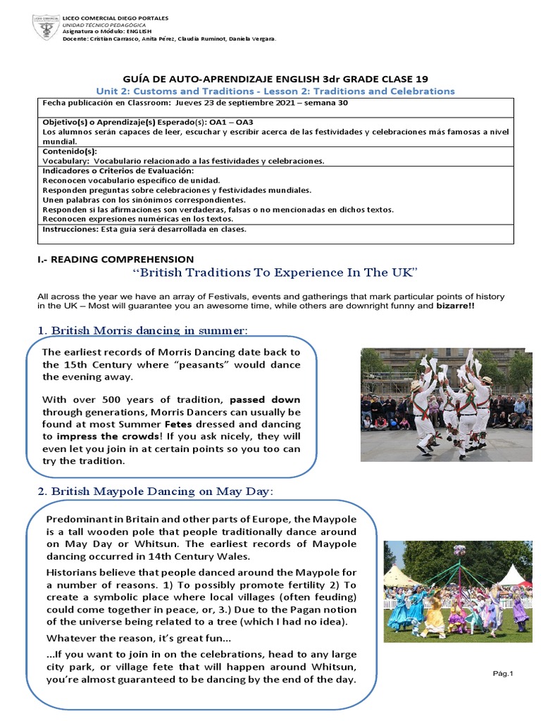 English Learning: Traditions & Celebrations | PDF | Traditions | Folklore