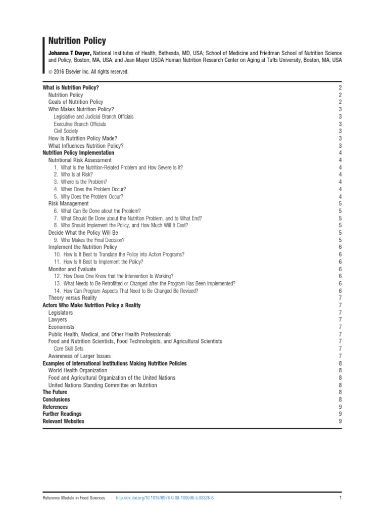 Nutrition Policy | PDF | Foods | Food Security