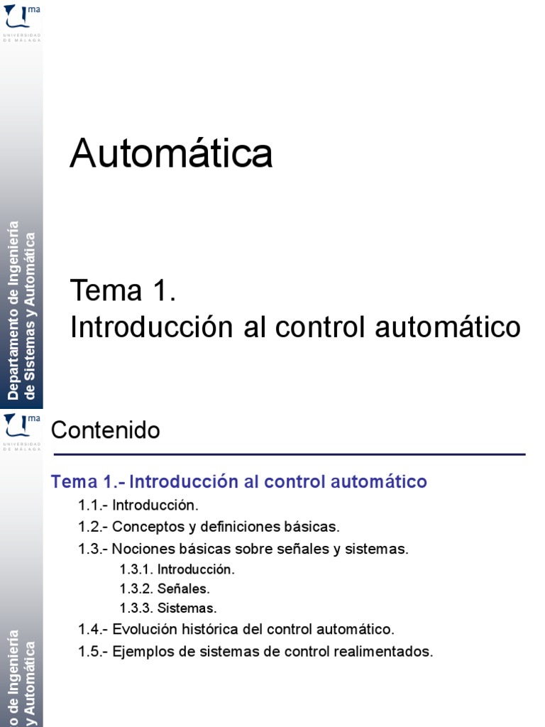 Automática - Tema 1 - Introducción Al Control Automático v2 | Descargar gratis PDF | Sistema de ...