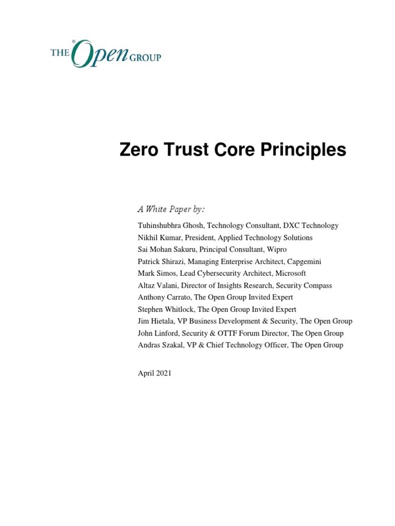 Zero Trust Core Principles - OpenGROUP | PDF | Information Security ...