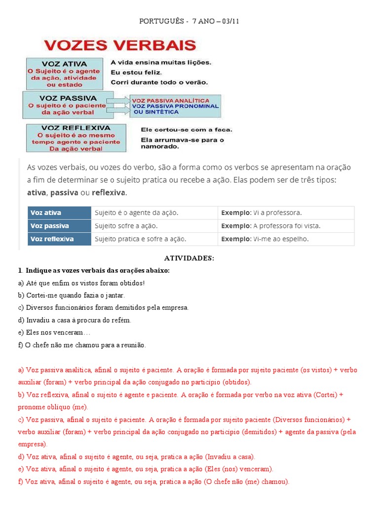 Identificação de vozes verbais e transformação entre voz ativa e ...